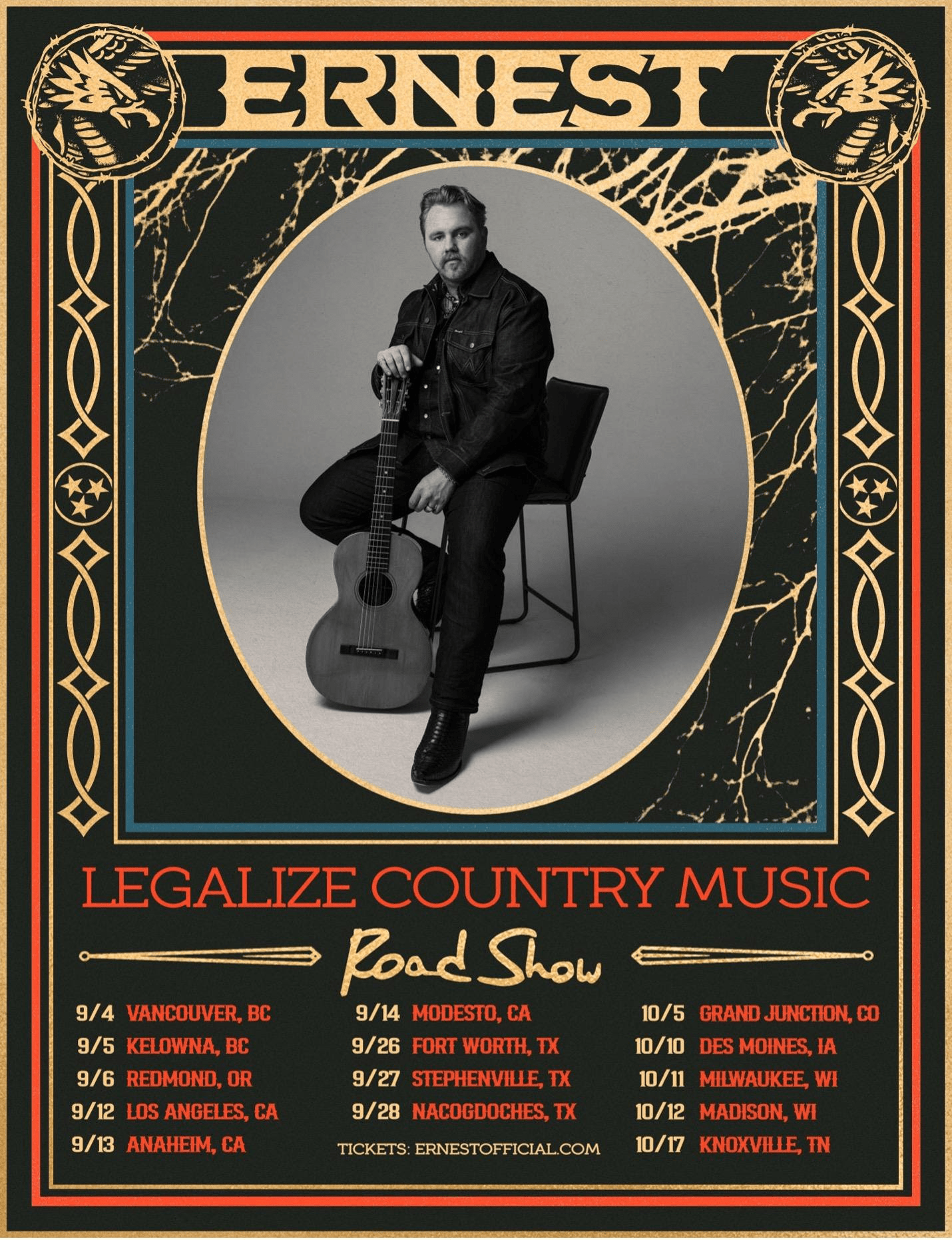 ERNEST ANNOUNCES FALL HEADLINING TOUR, THE LEGALIZE COUNTRY MUSIC ROAD ...