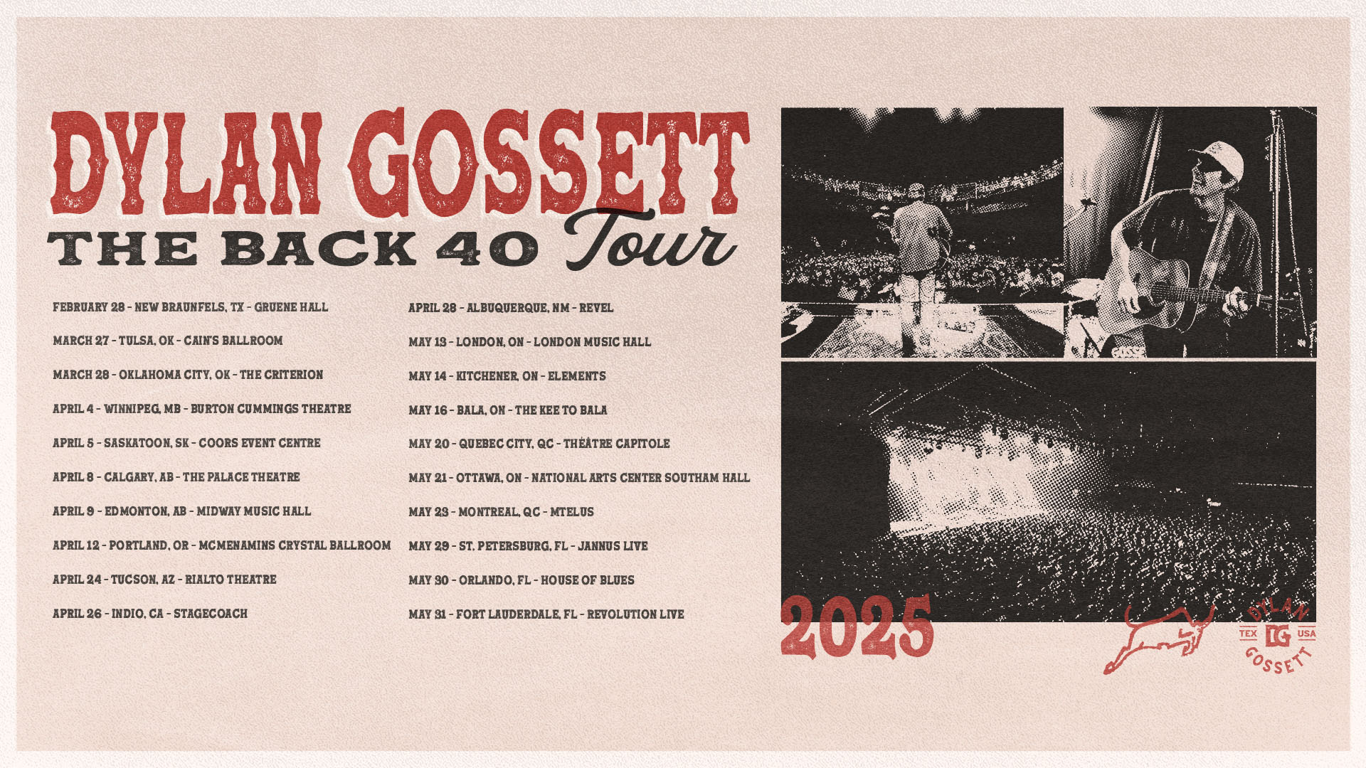 TEXAS SINGER & SONGWRITER DYLAN GOSSETT ANNOUNCES ADDITIONAL THE BACK ...